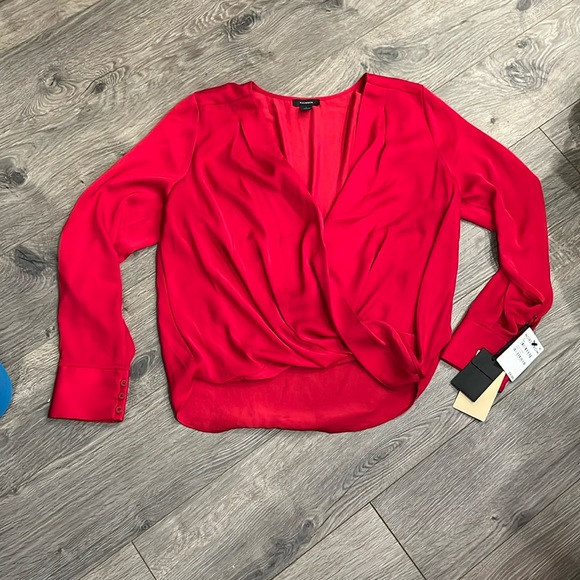 Halogen | Tops | Nwt Halogen Red Crossover Blouse | Poshmark